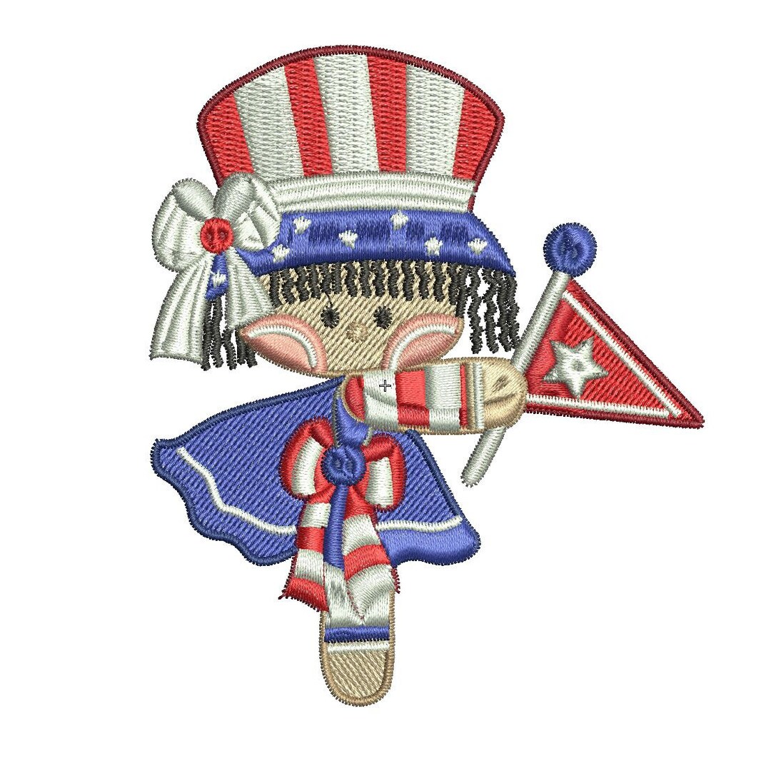 Doll With Flag Machine Embroidery Design USA Flag Embroidery - Etsy