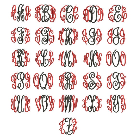Calligraphy Tall Circle Round Embroidery Font Monogram Machine ...
