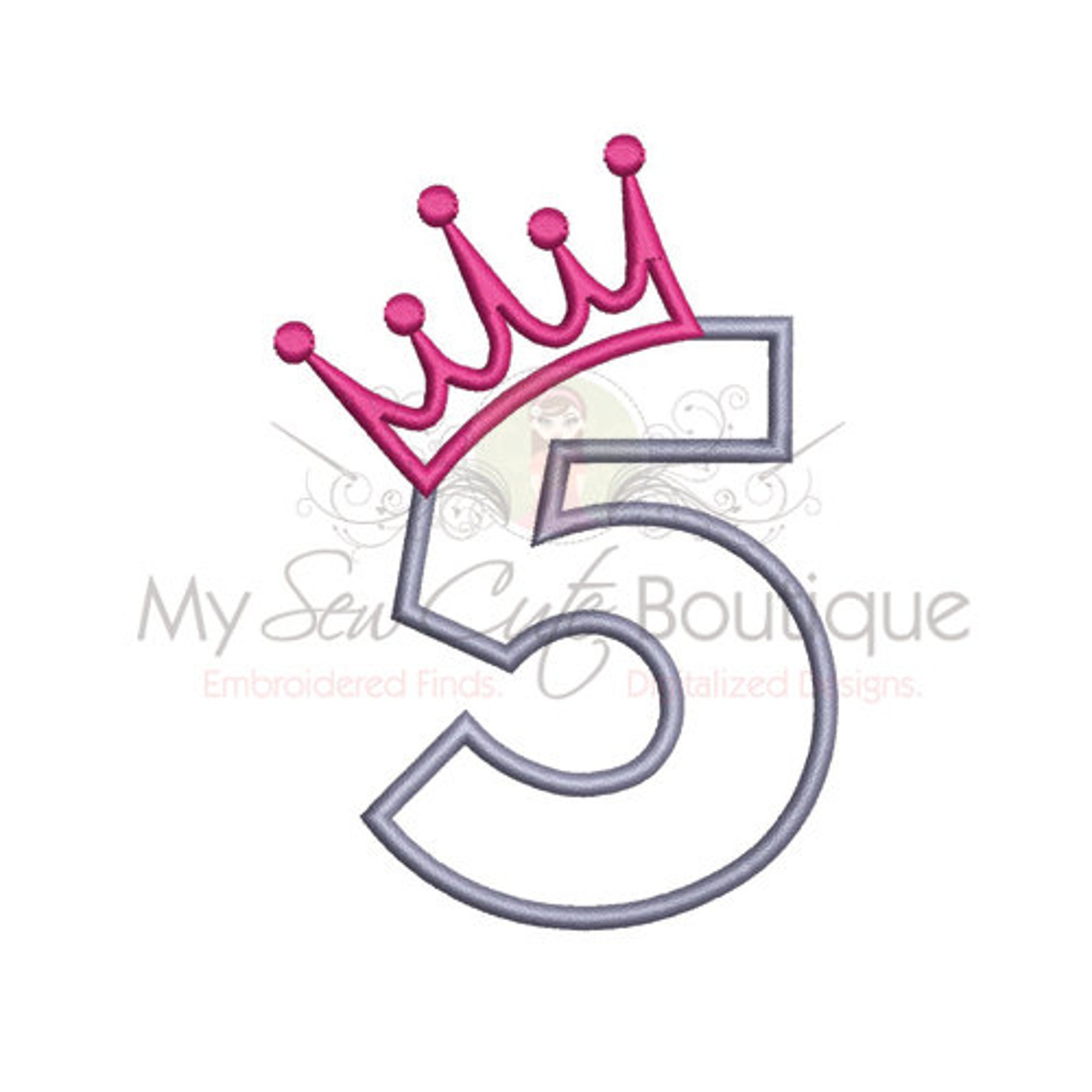5th Birthday Applique Design - Machine Embroidery Applique Design - 6 ...