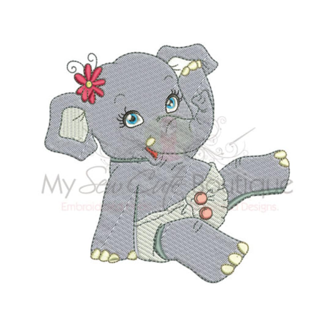 Baby Elephant Machine Embroidery Design Baby Elephant Embroidery Design ...