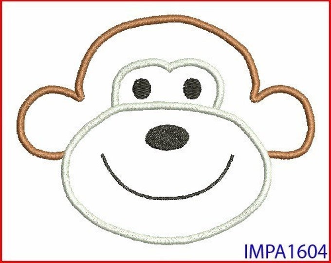 Monkey Face Digitized Applique Embroidery Machine Design Pattern 4x4 ...