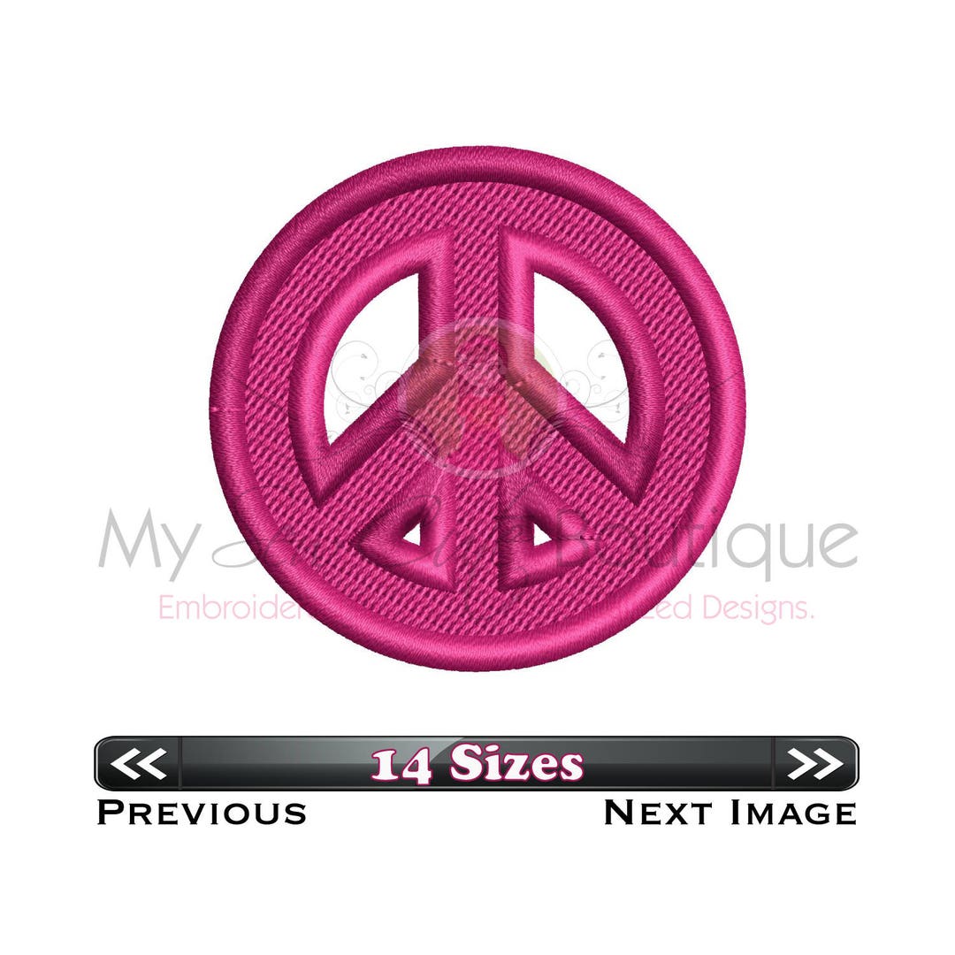 Peace Sign Machine Embroidery Design, Peace Sign Embroidery Design ...