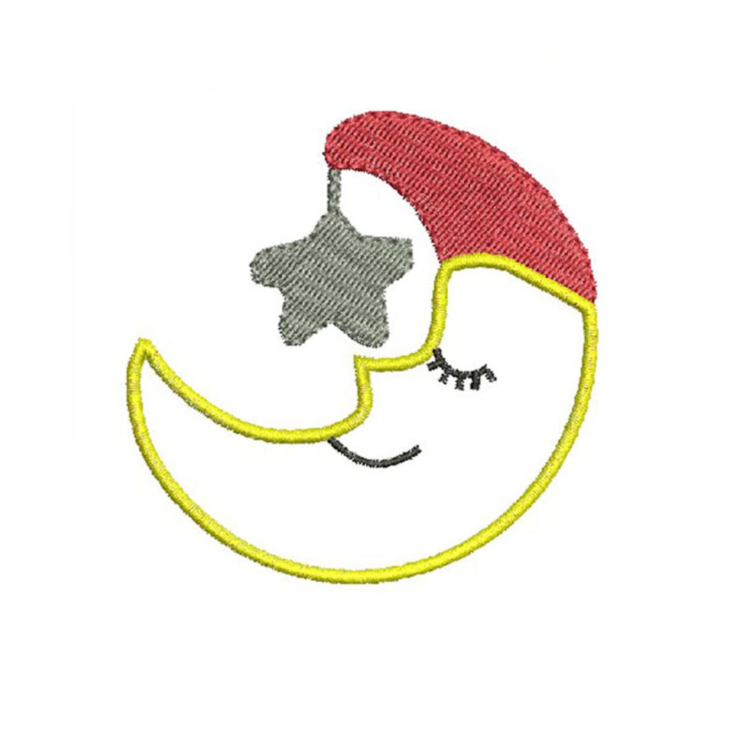 Moon and Star Applique Machine Embroidery Design, Moon Applique Design ...