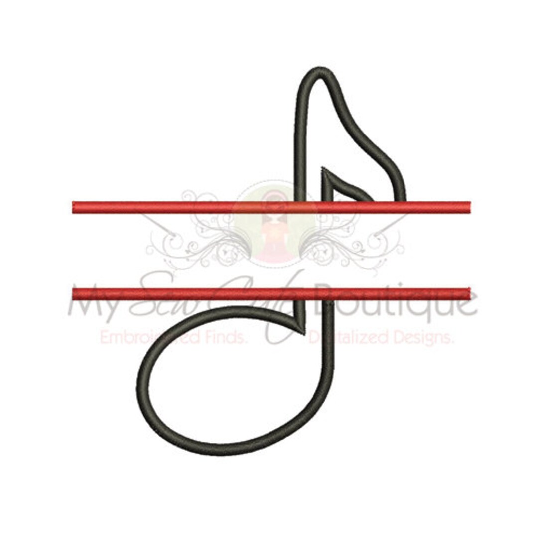 Split Music Note Applique Machine Embroidery Design, Music Note ...