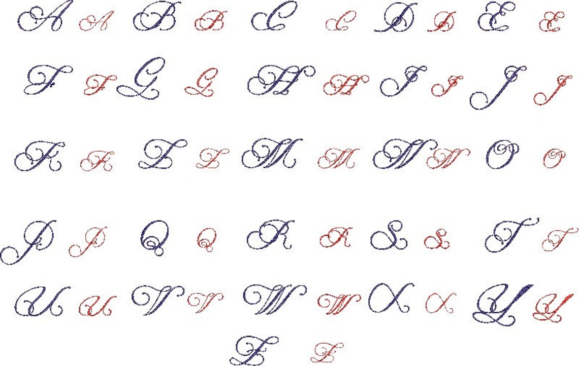 Embroidery Monogram Script Machine Embroidery Font Sizes - Etsy