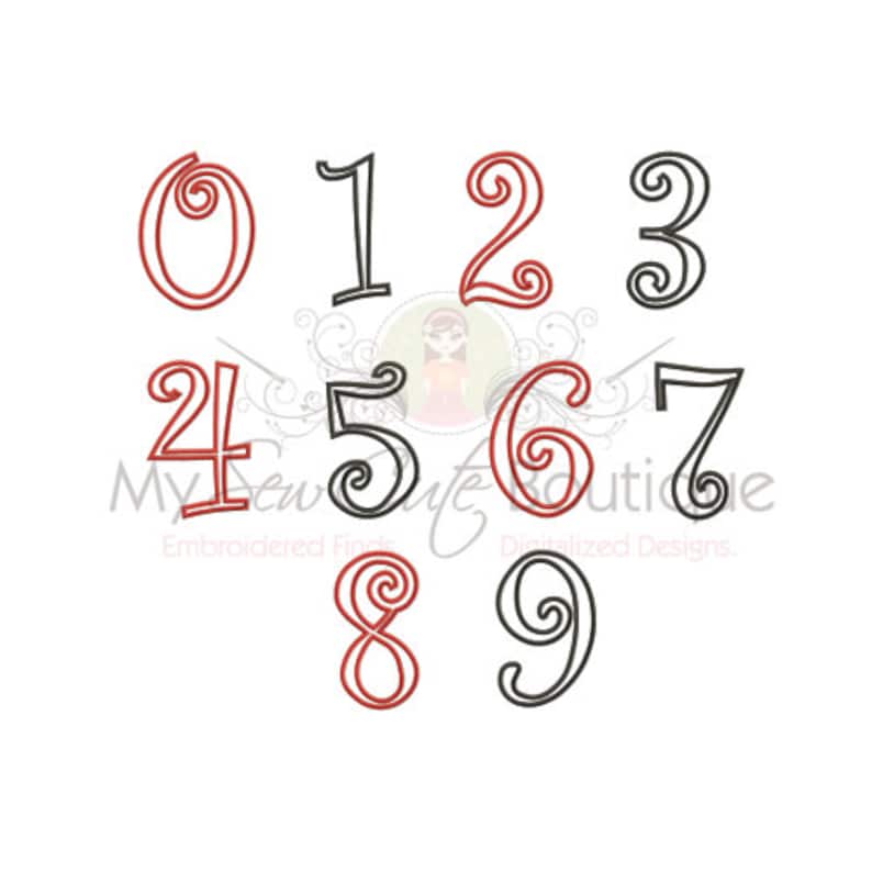 Applique Numbers Curlz PES Font Set Machine Appliques Designs - Numbers ...