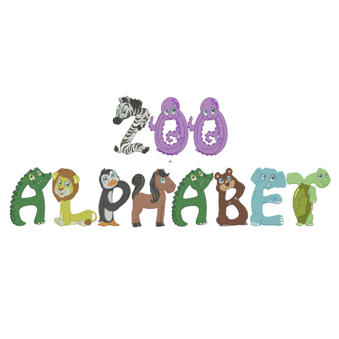 Zoo Machine Embroidery Font Monogram Alphabet, Baby Embroidery Font ...