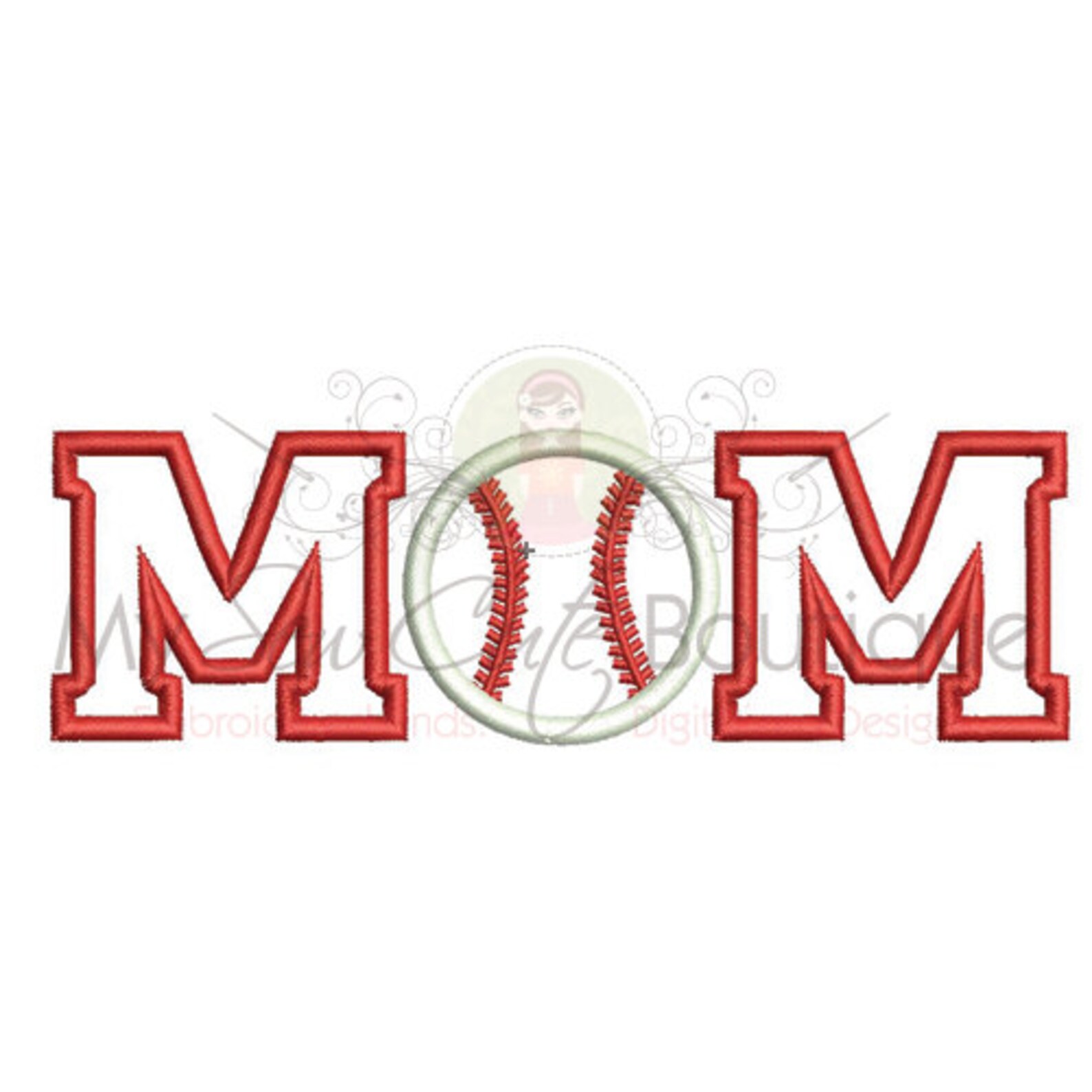 Baseball Mom Applique Machine Embroidery Design, Baseball Mom Applique ...
