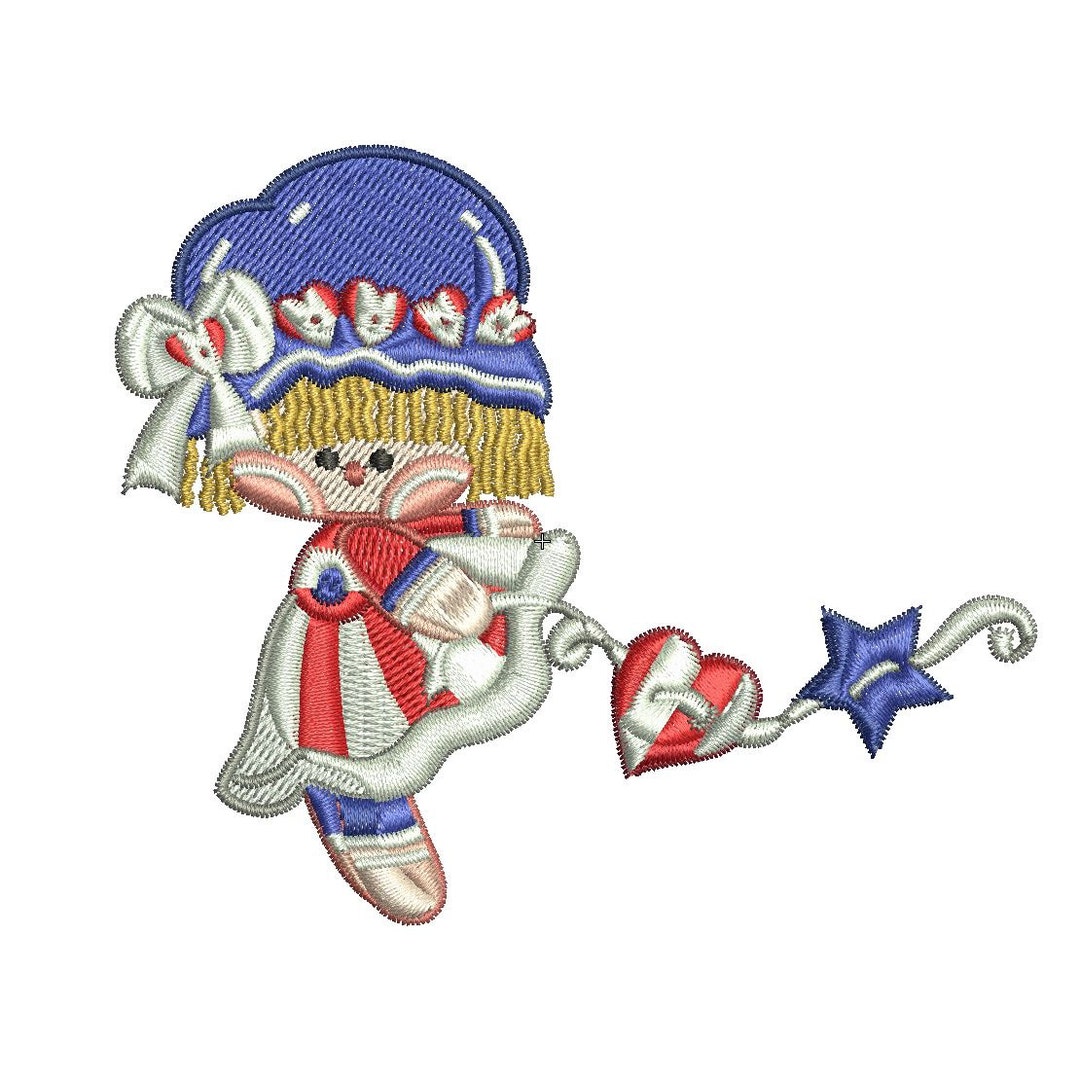 Cute Doll Machine Embroidery Design, USA Embroidery Design, 4th of July ...