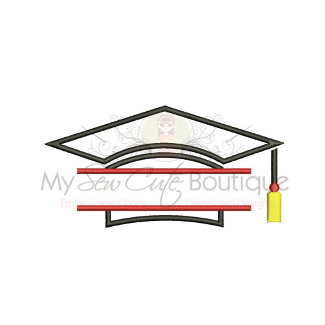 Split Graduation Cap Applique Machine Embroidery Design, Graduation ...