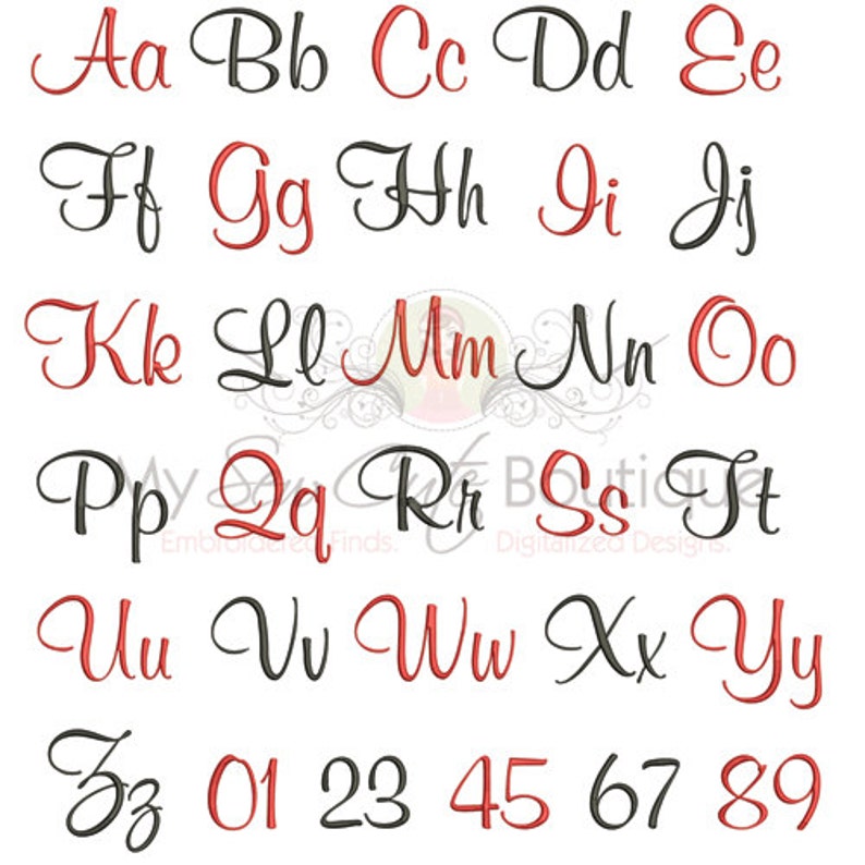 Script Embroidery Font Letter Embroidery Designs Cursive | Etsy