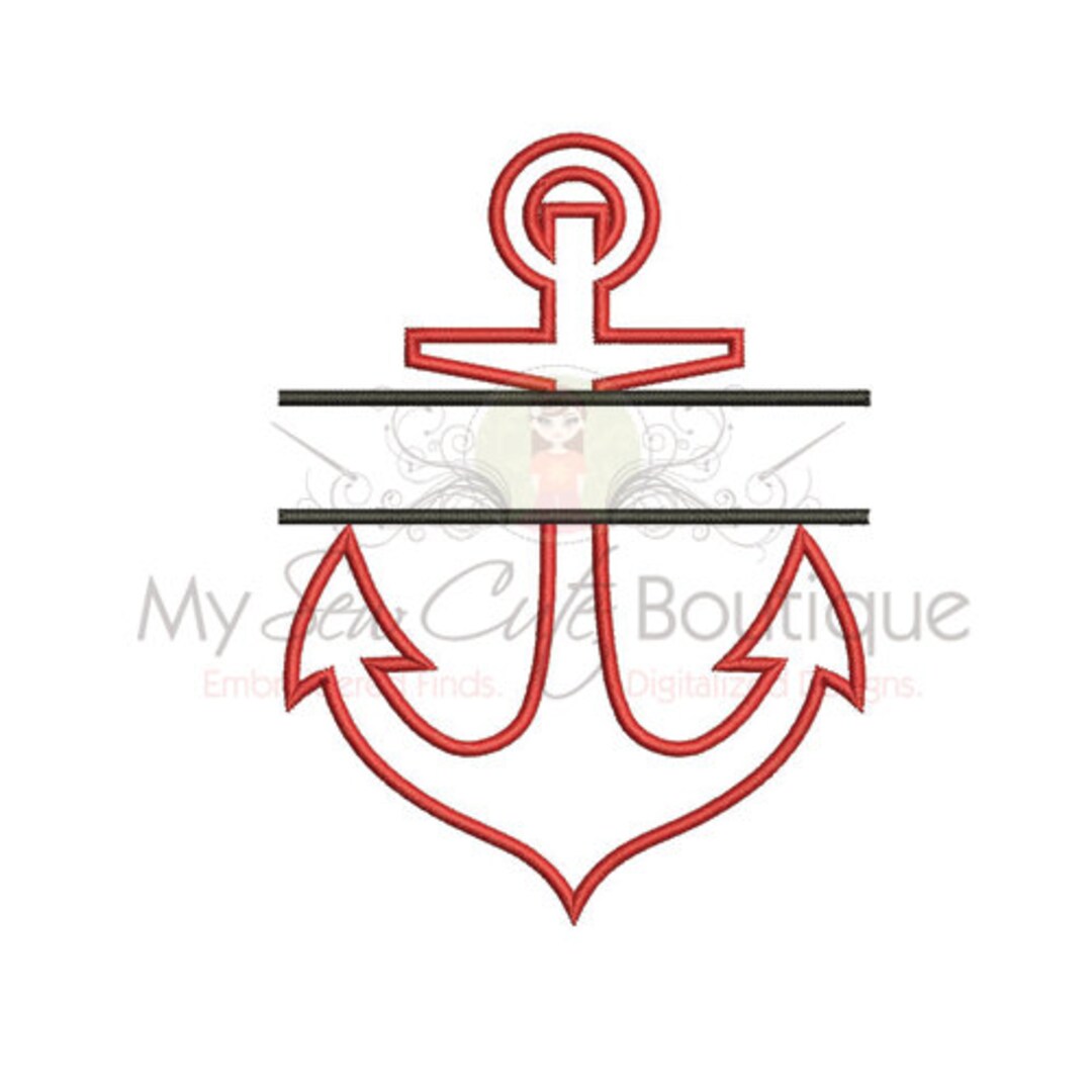 Split Anchor Applique Machine Embroidery Design Anchor Applique Design ...