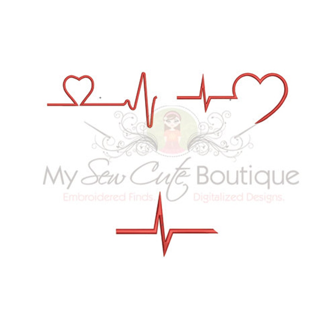 Heartbeat Embroidery Pack 3 Sizes Each Design Instant | Etsy