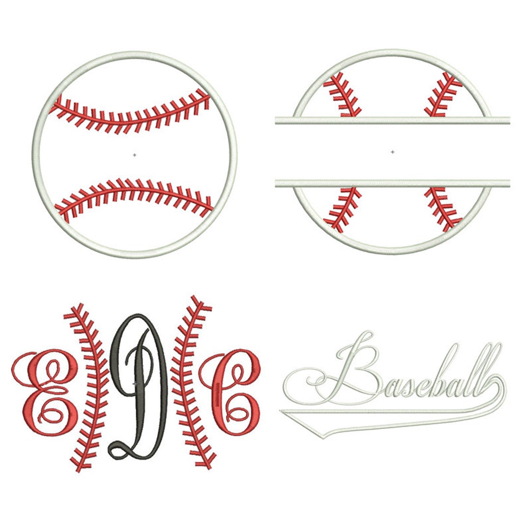 4 Pack Sports Applique Machine Embroidery Designs - Baseball - Etsy