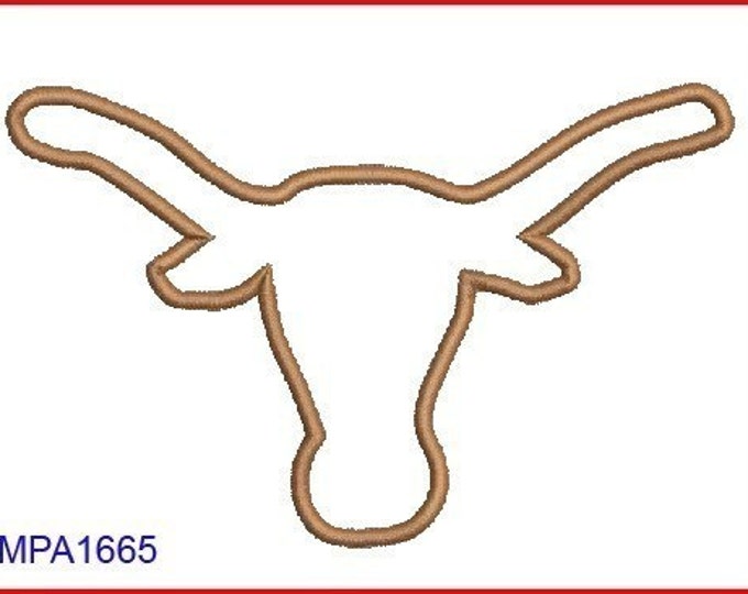Longhorn Logo Digitized Applique Embroidery Machine Design Pattern 4x4 ...