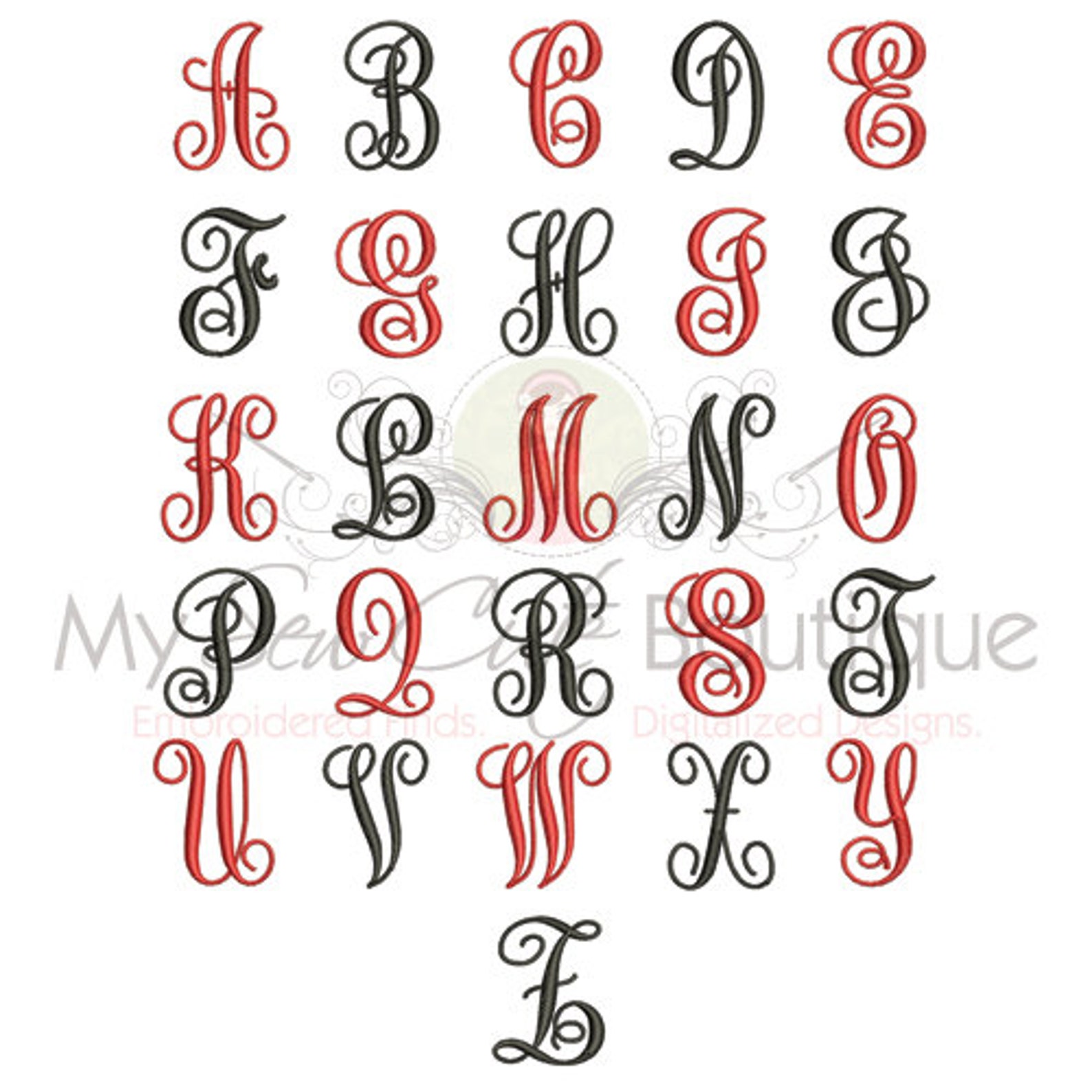 Monogram Vine Machine Embroidery Font Alphabet, Vine Embroidery Font ...