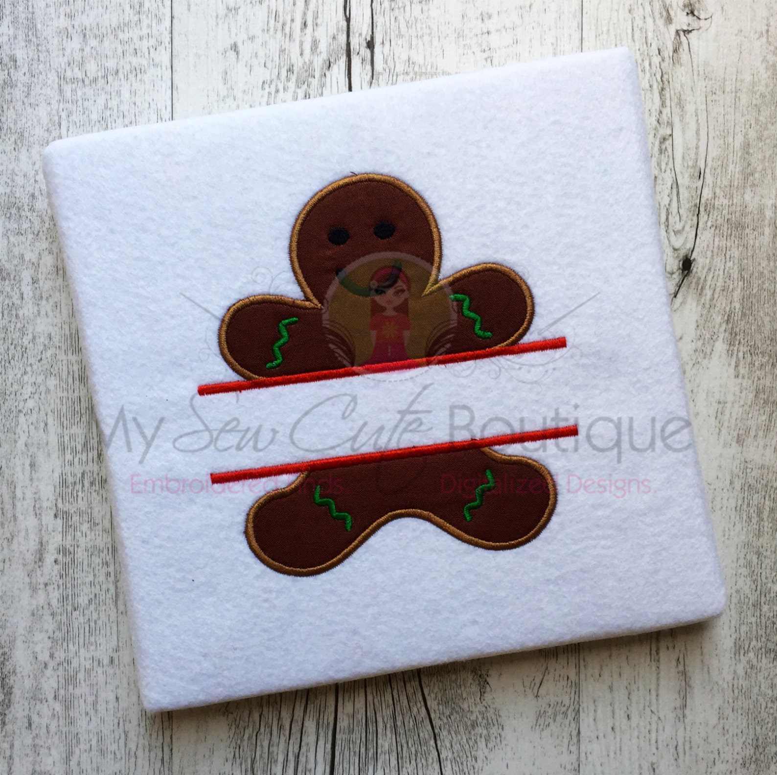 Split Gingerbread Man Applique Machine Embroidery Designs Christmas ...