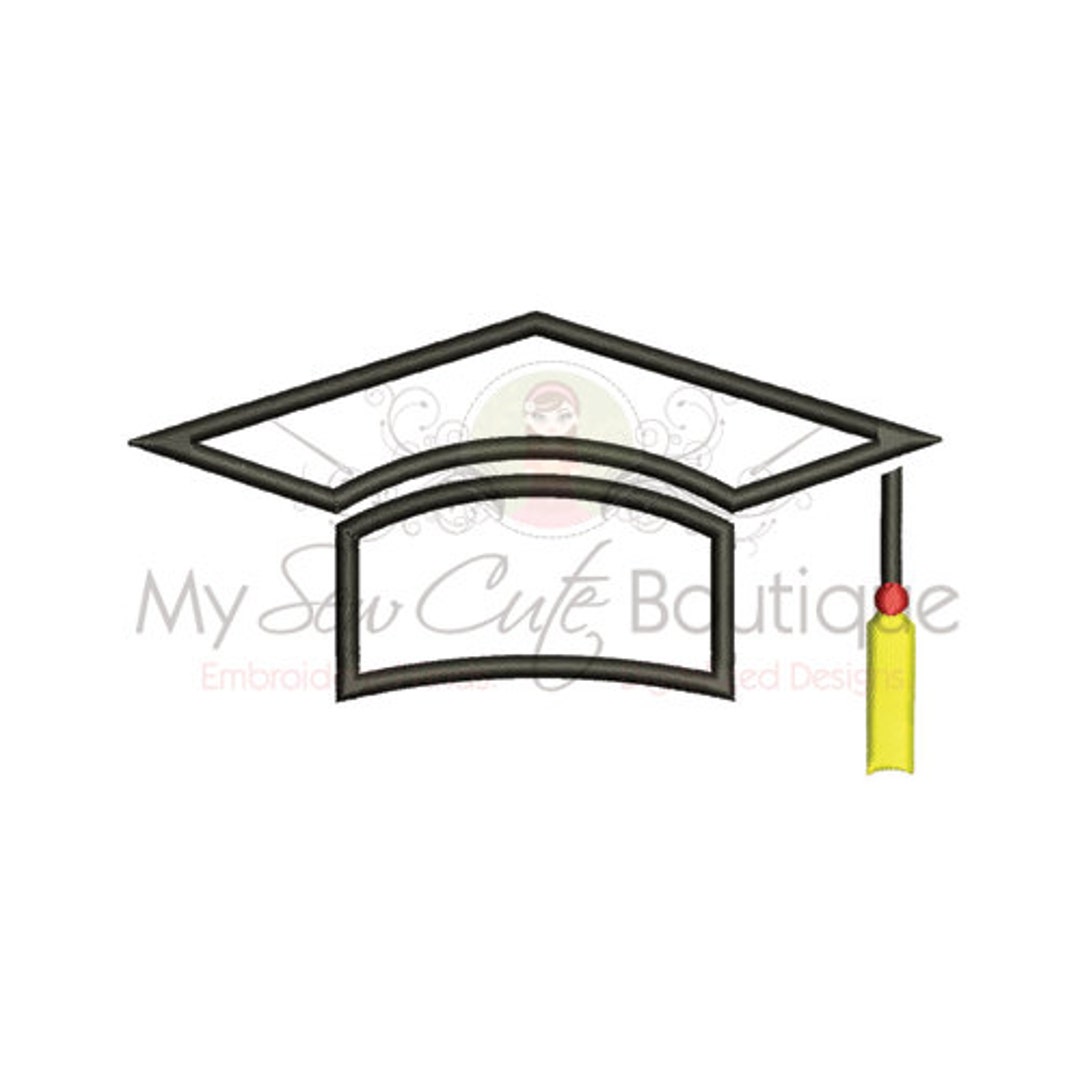 Graduation Cap Applique Machine Embroidery Design, Graduation Cap ...