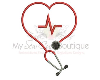 Heart Stethoscope Machine Embroidery Design - Etsy