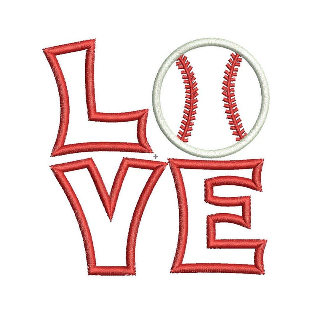 Baseball Applique Machine Embroidery Design Love Baseball Applique ...