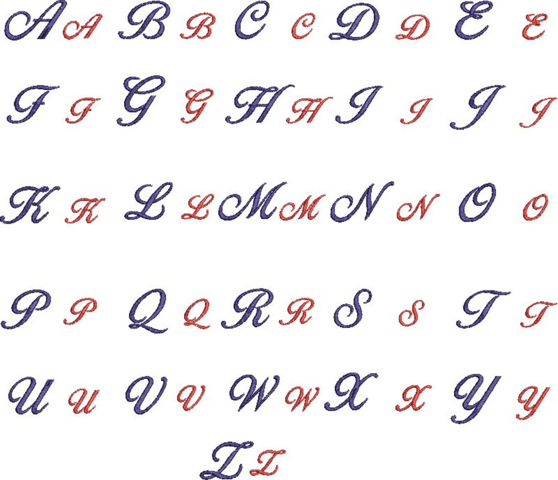 Embroidery Monogram Script Machine Embroidery Font Sizes - Etsy