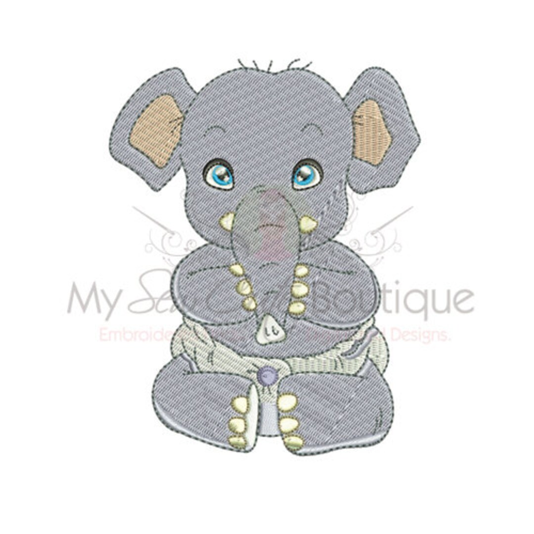 Baby Elephant Machine Embroidery Design, Baby Elephant Embroidery ...