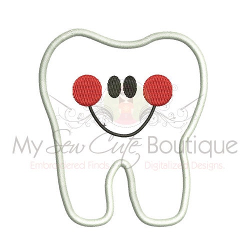 Girly Tooth Applique Machine Embroidery Design Girl's - Etsy