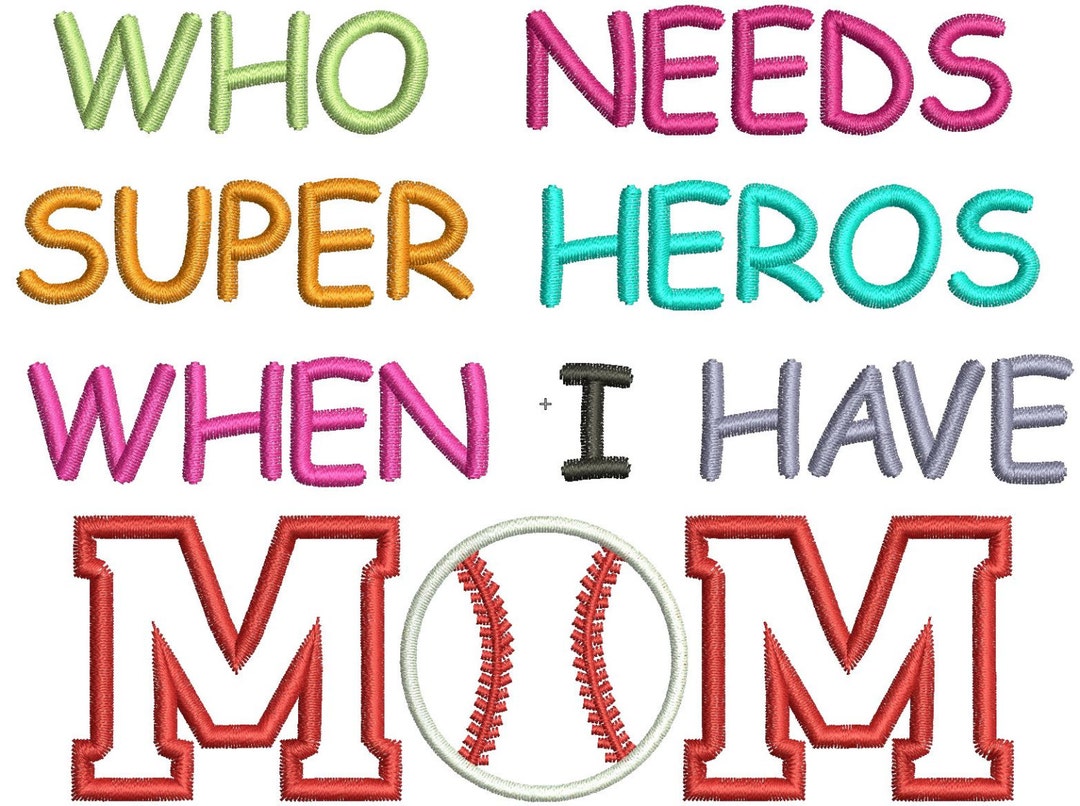 Super Mom Applique Machine Embroidery Design, Baseball Mom Applique ...