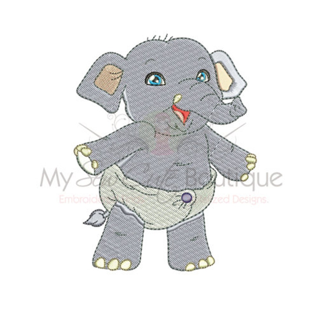 Baby Elephant Machine Embroidery Design, Baby Elephant Embroidery ...