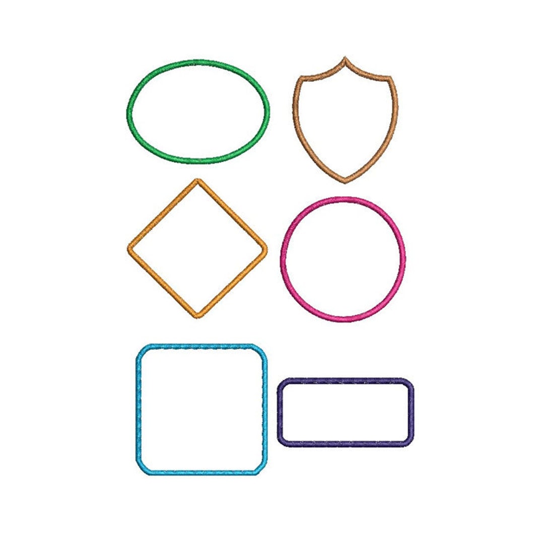 Applique Shapes Machine Embroidery Designs, Set of 6 - Etsy