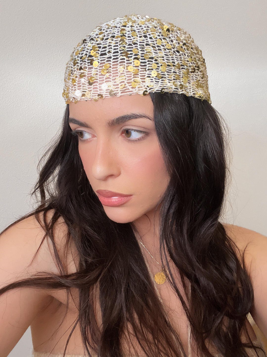 Handmade Sequin Mesh Headscarf – Adjustable Festival Hair Wrap, Boho ...