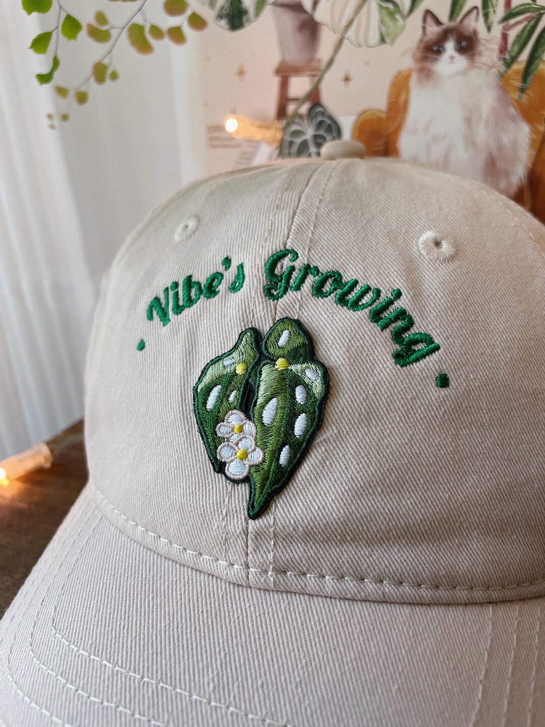 Monstera Begonia Anthurium Embroidered Hat – Plant-themed Cotton Cap ...
