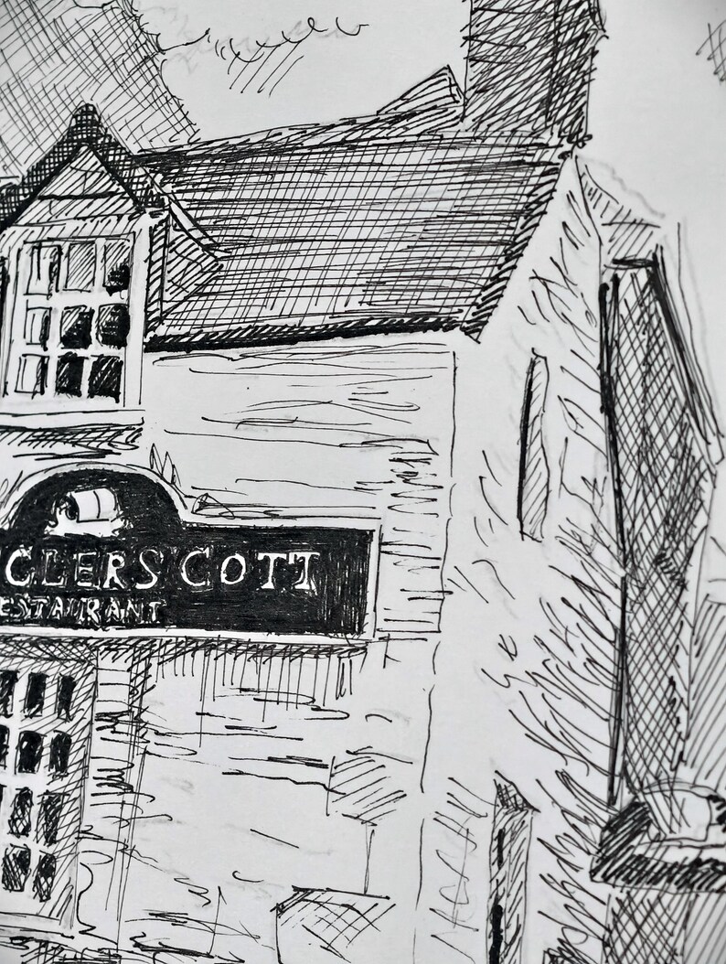 Original Pen Drawing Cornish Pub Looe, Cornwall Coastal Art, Framed ...