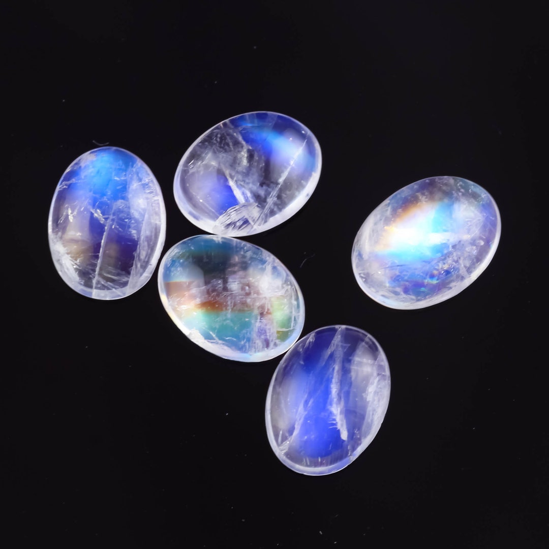 SALE 593 Rainbow Moonstone AA Cabochon 8x6mm Oval, Lot of 5 Stones - Etsy