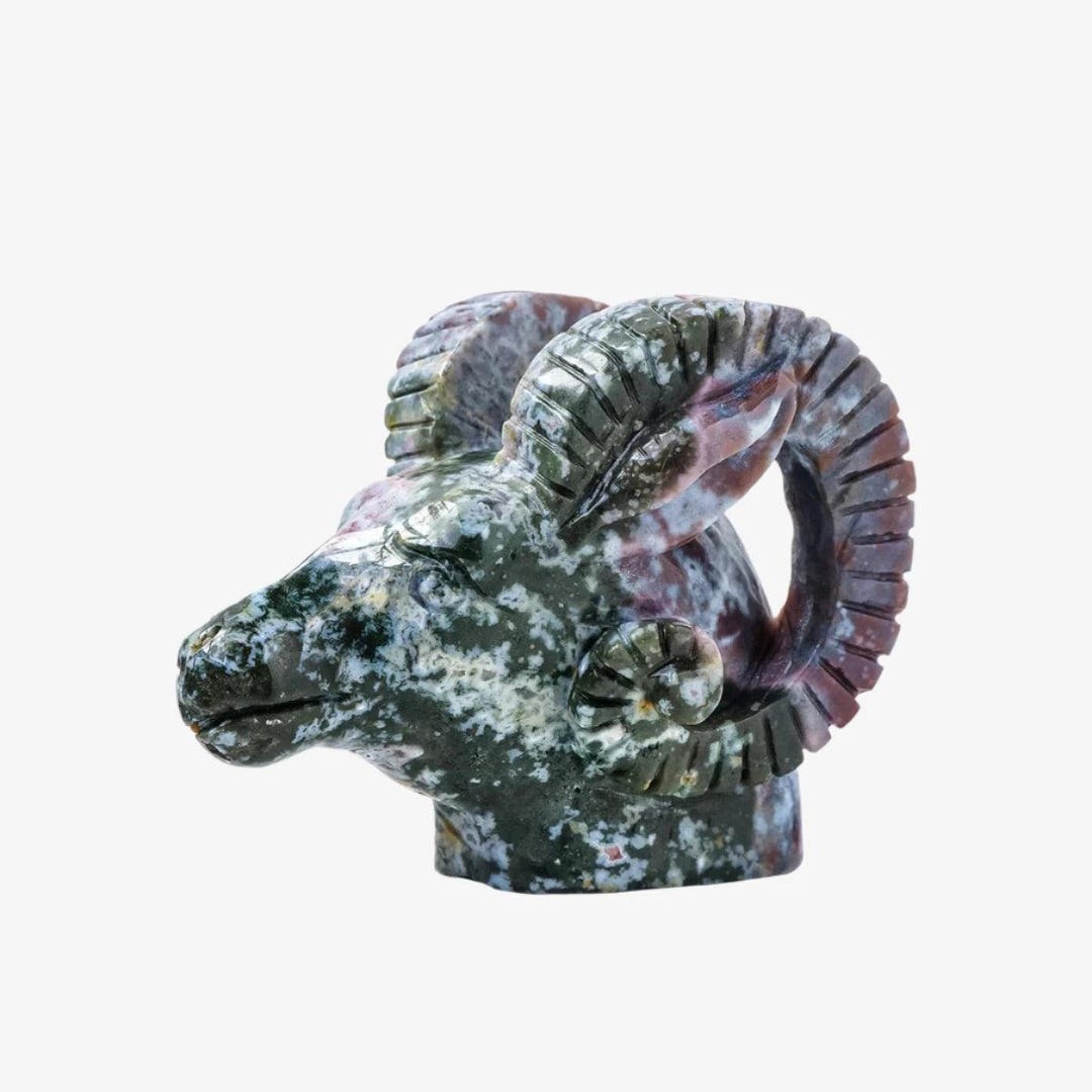 Ocean Jasper Ram Head Statue - Etsy