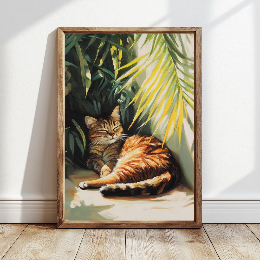 Poster, Poster Cat, Wall Art Cat, Aesthetic Wall Decor, Oil Painting ...