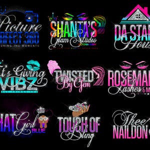 Custom Glitter Logo Design: Beauty, Hair, Nails, MUA - Etsy