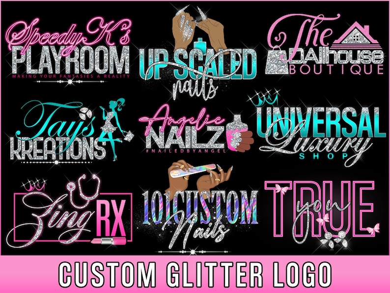 Custom Glitter Logo Design: Beauty, Hair, Nails, MUA - Etsy