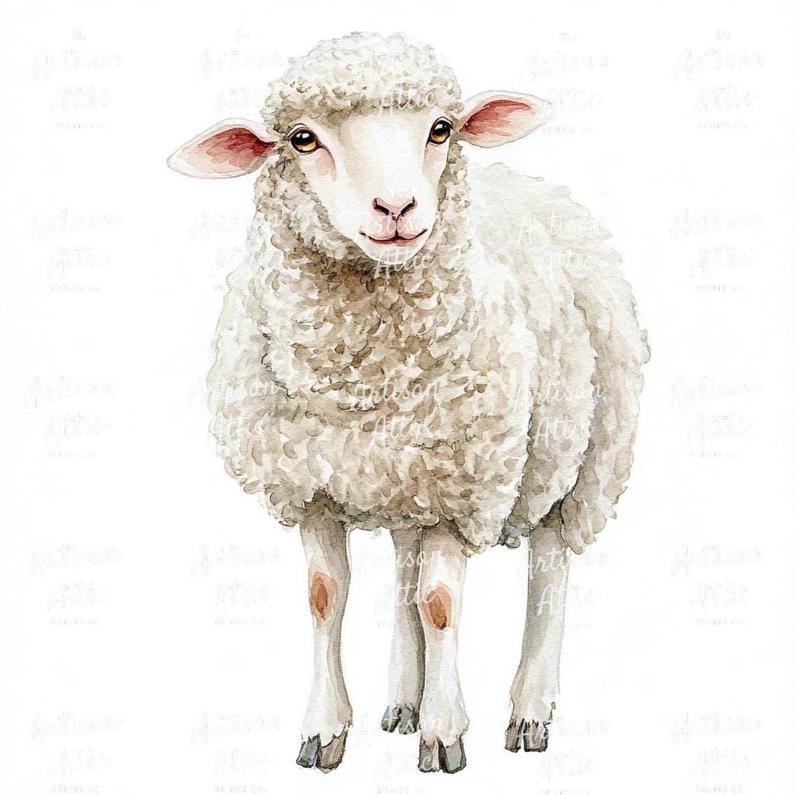 12 Adorable Watercolor Sheep Clip Art for Digital Crafting, Scrapbook ...
