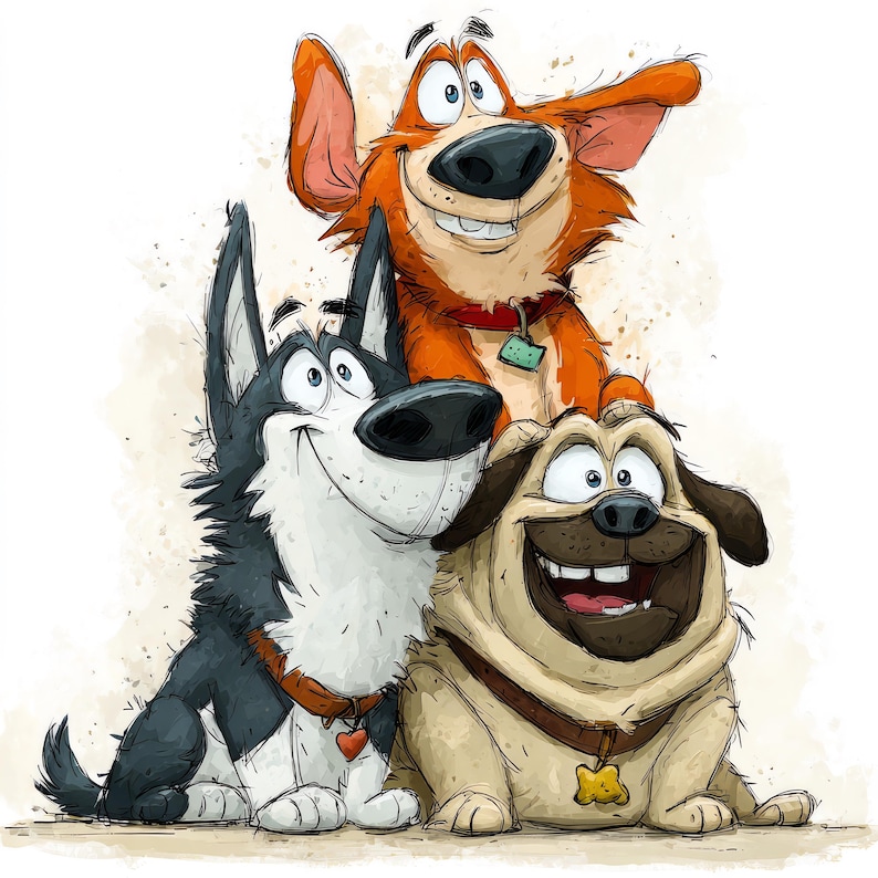 14 Clipart Images of Funny Stacked Dogs, Digital Scrapbookwatercolor ...
