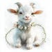 12 Adorable Goat With Flower Crown, Goat Portrait, Farm Animal Art ...