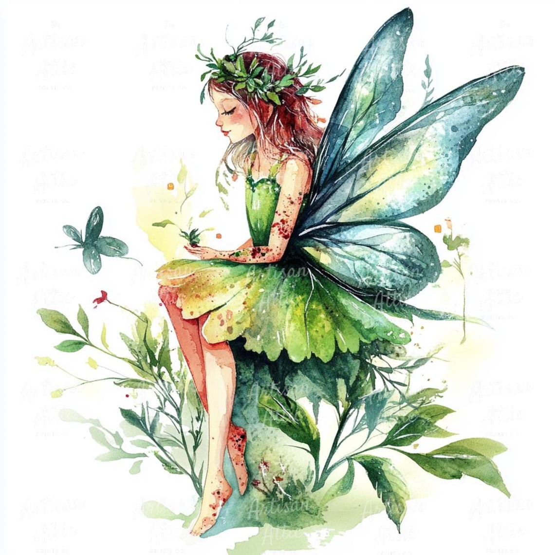 12 Enchanted Forest Fairy Watercolor Clipart – Digital Download PNG for ...