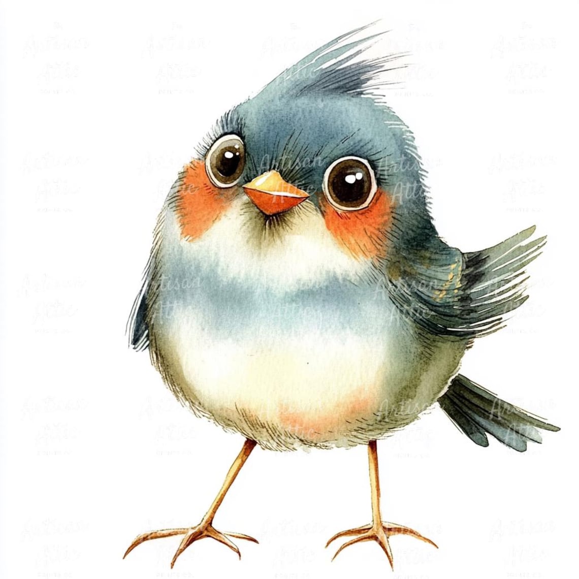 8 Whimsical Watercolor Bird Clip Art Digital Download | Cute Hand ...