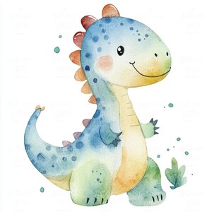 12 Cute Dinosaur Watercolor Clip Art Digital Download | Baby Dino ...