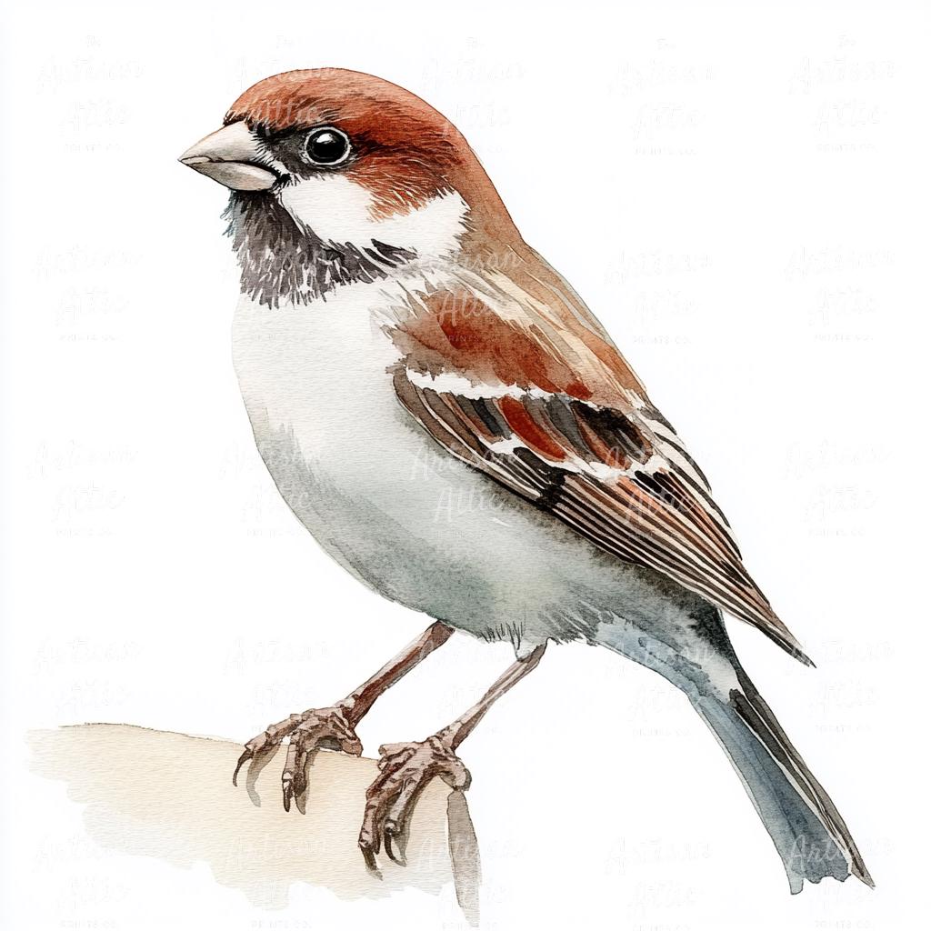 11 Sparrow Watercolor Clip Art Digital Download | Realistic Bird ...