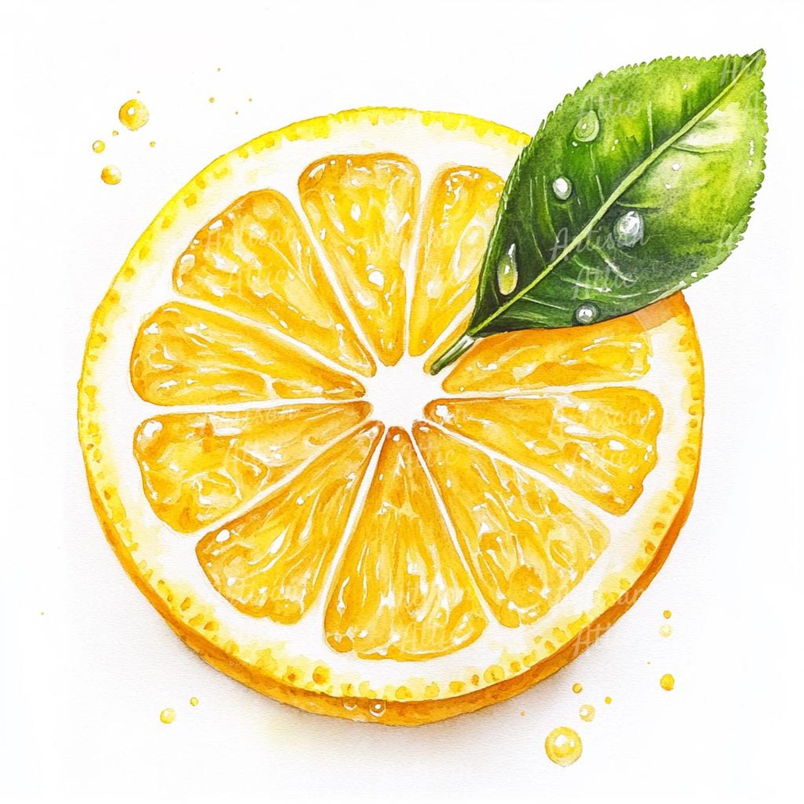 12 Lemon Slice Clipart | Watercolor Lemon Illustration | Citrus Fruit ...