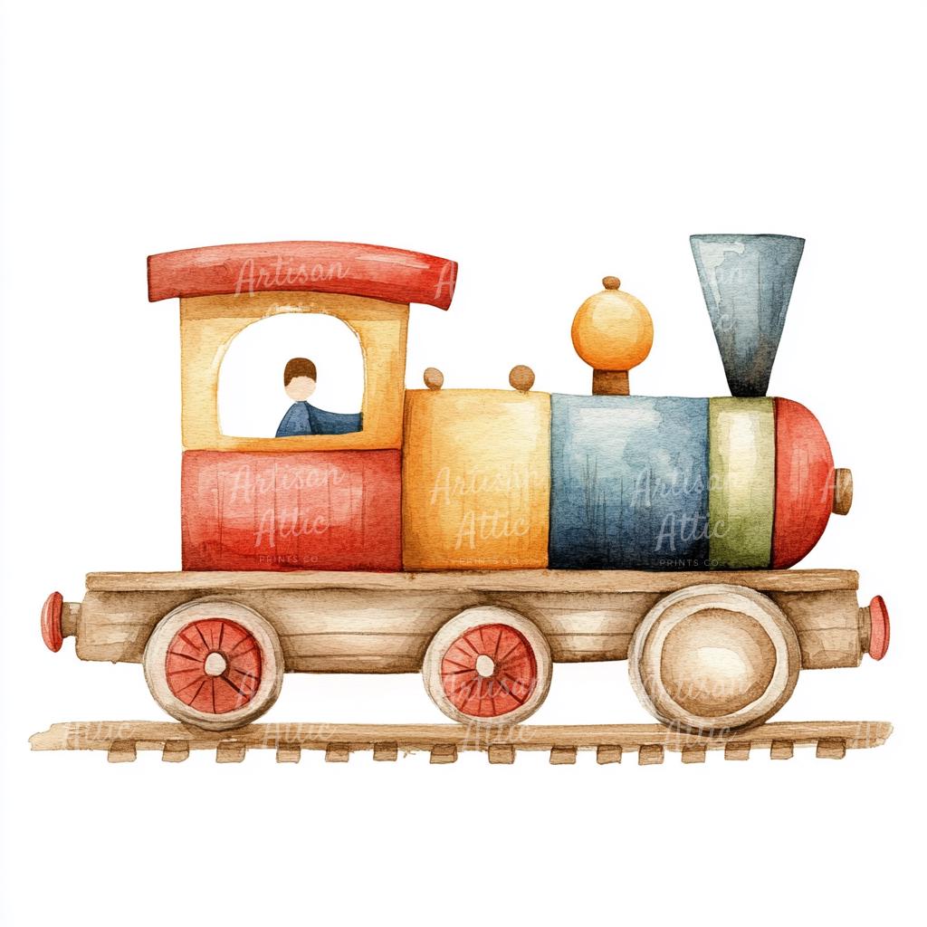 12 Watercolor Train Clipart | Cute Vintage Train Illustration | Kids ...