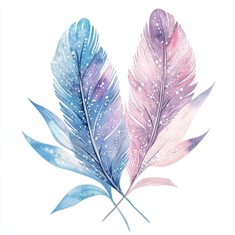 12 Watercolor Feather Clipart | Boho Chic Art | Colorful Feathers ...