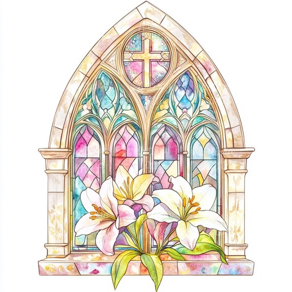 Watercolor Painting Church Windows