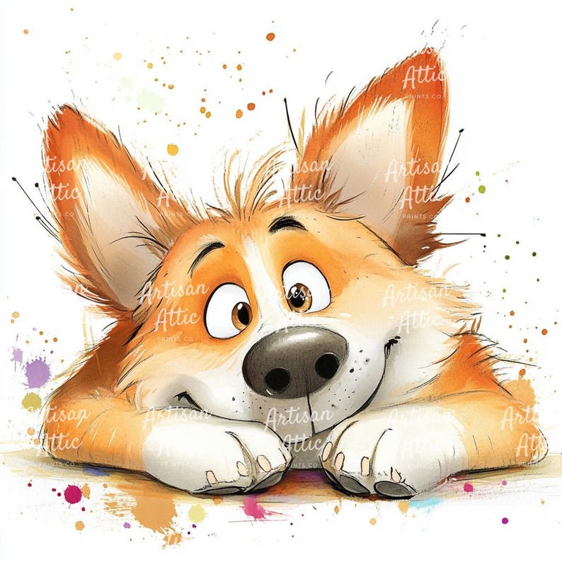 11 Adorable Quirky Watercolor Corgi Puppy Lying Down Illustration ...